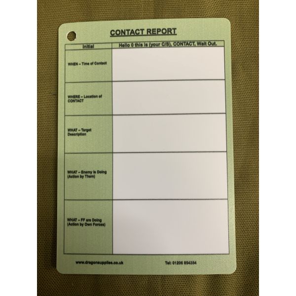 A6 - Printed CONTACT REPORT Plastic Battle Slate Card - Dragon Supplies ...